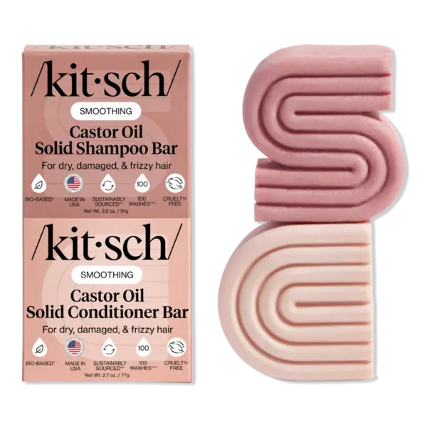 KITSCH Castor Oil Shampoo + Conditioner Bar Combo Sugared Amber - One-color