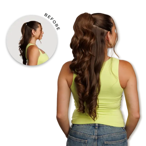 INH HAIR Emily Clip Ponytail Extension - Mixed Brown