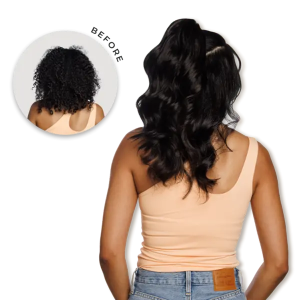 INH HAIR Emily 14" Clip-in Ponytail Extension - Jet Black