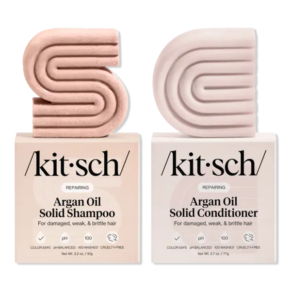 KITSCH Repairing Argan Oil Solid Shampoo & Conditioner Bar Combo Pack Toasted Vanilla & Macadamia Milk - One-color