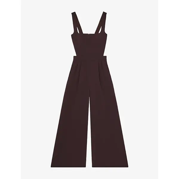REISS Dion Wide-leg Woven Jumpsuit - Burgundy
