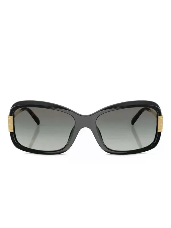 Tory Burch Geometric Sunglasses With Embellished Temples - Black
