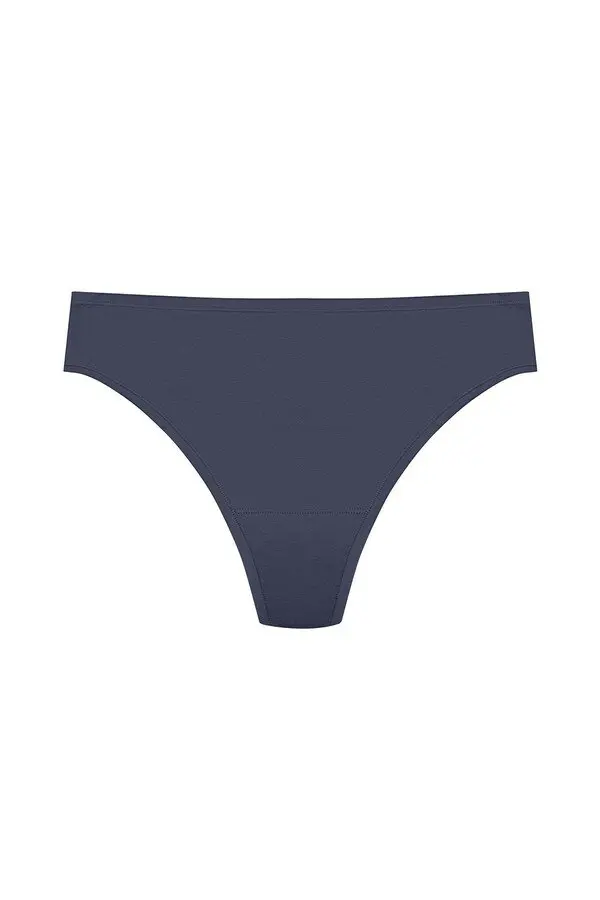 Natori Bliss Bare Cotton Thong - Navy
