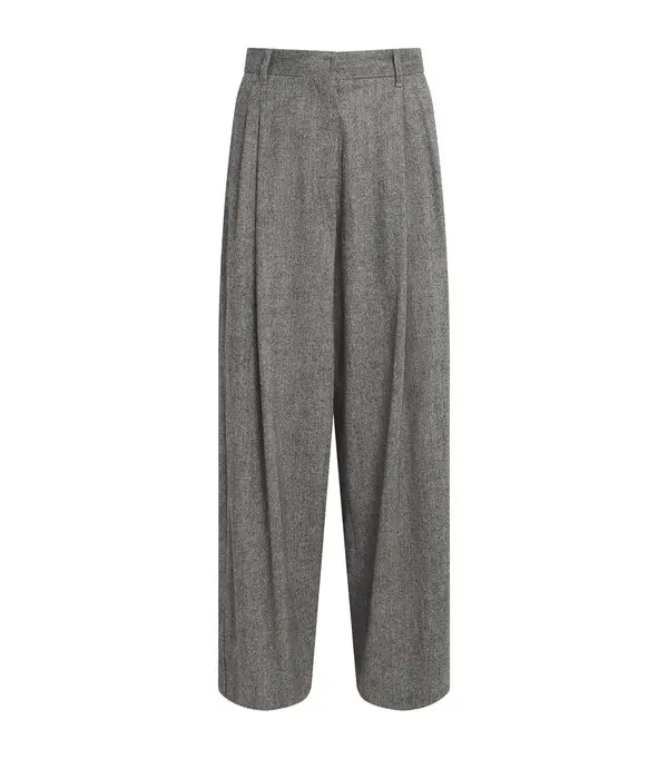 Max Mara Virgin Wool-blend Herringbone Trousers