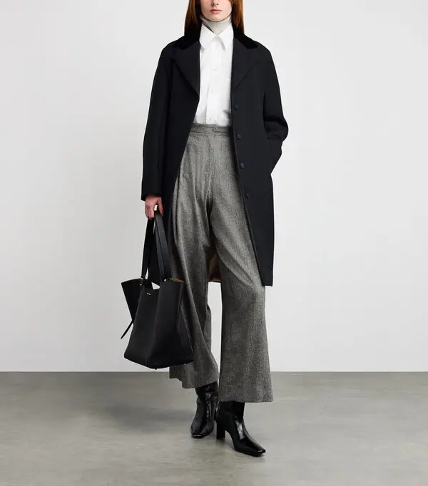 Max Mara Virgin Wool-blend Herringbone Trousers