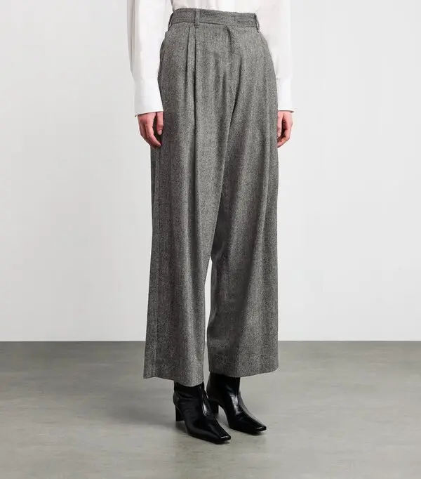 Max Mara Virgin Wool-blend Herringbone Trousers