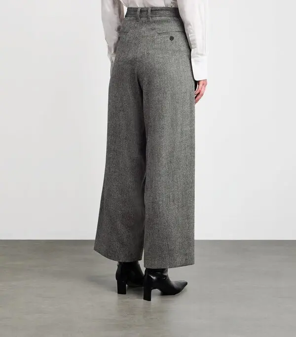 Max Mara Virgin Wool-blend Herringbone Trousers