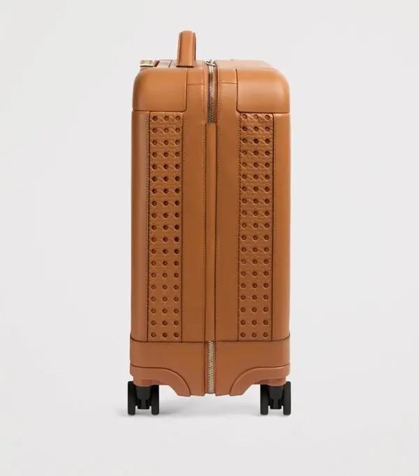 AVITEUR Leather Carry-on Suitcase With Woven Detail