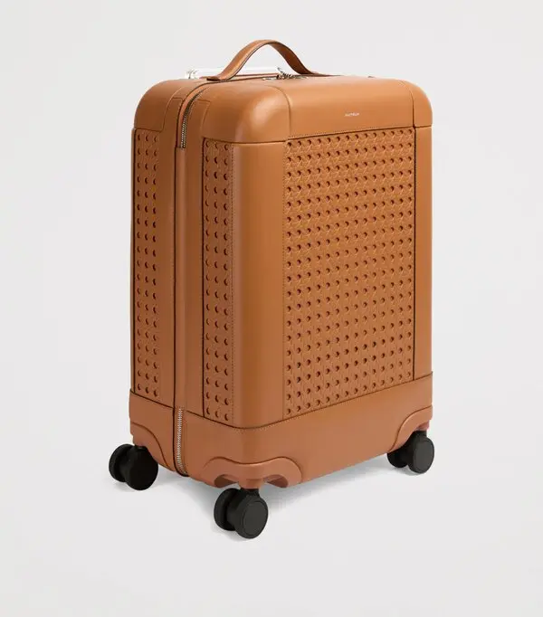 AVITEUR Leather Carry-on Suitcase With Woven Detail