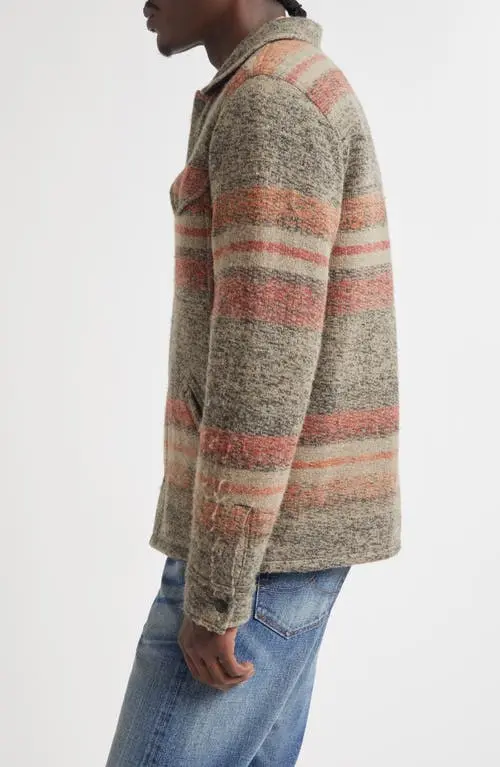 Double Rl Striped Wool Blend Knit Jacket