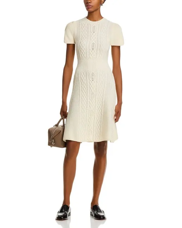 3.1 Phillip Lim Wool Cable Knit Mock Neck Dress