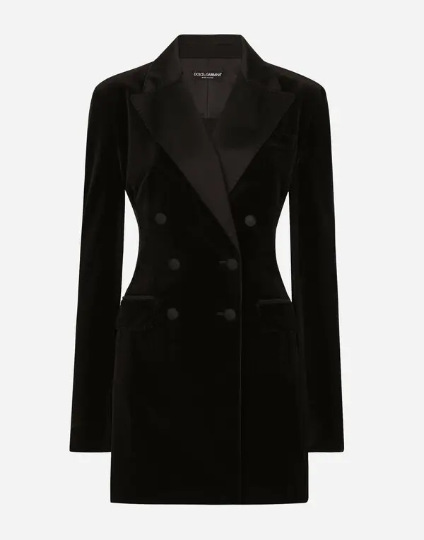 Dolce & Gabbana Double-breasted Velvet Turlington Jacket - Black