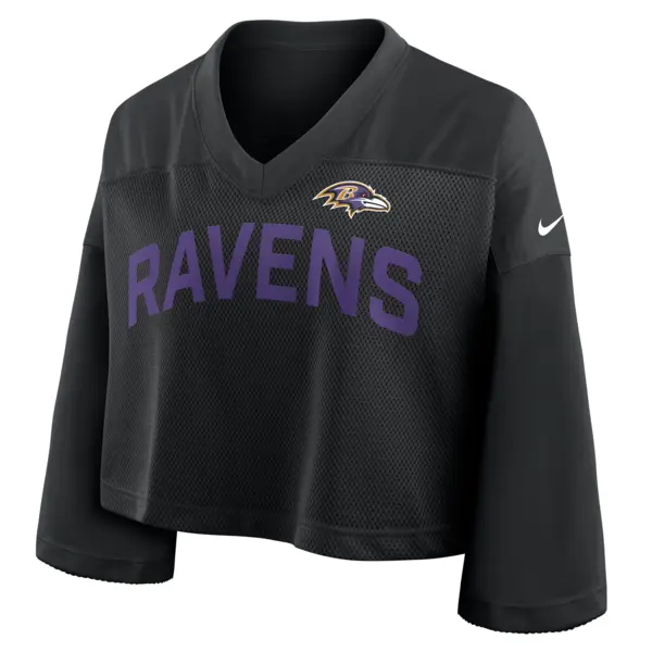 Nike Baltimore Ravens Wide Receiver Cropped Top - Black