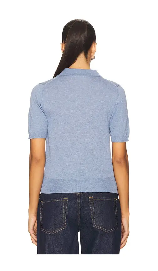 MAUDE CLUB Darcy Polo Top - Light Blue