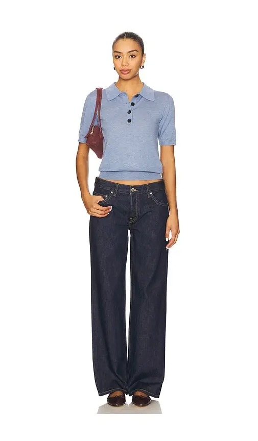 MAUDE CLUB Darcy Polo Top - Light Blue