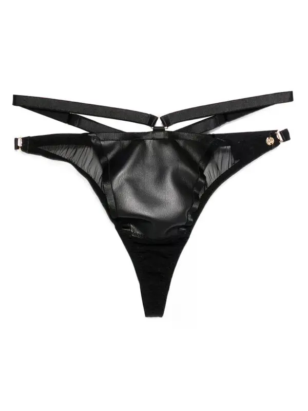 SOMETHING WICKED Mia Strappy Panelled Thong - Black