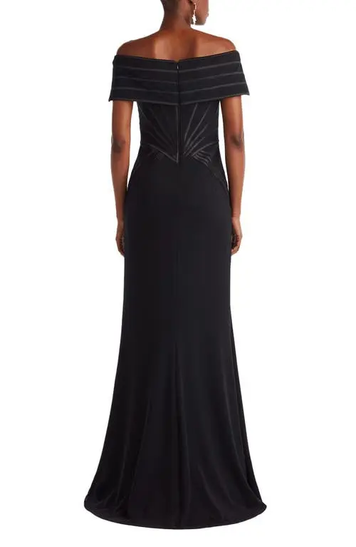 Tadashi Shoji Off-the-shoulder Corset Bodice Gown