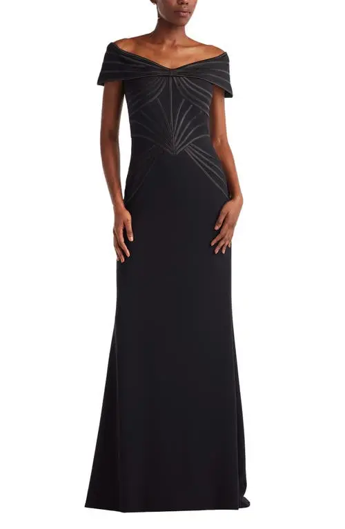 Tadashi Shoji Off-the-shoulder Corset Bodice Gown
