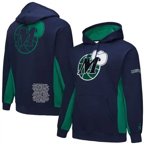 Mitchell & Ness Dallas Mavericks Hardwood Classics Team Origins Fleece Pullover Hoodie - Navy