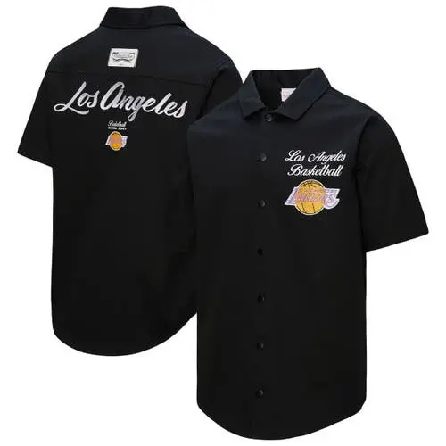 Mitchell & Ness Los Angeles Lakers Hardwood Classics Camp Shirt - Black