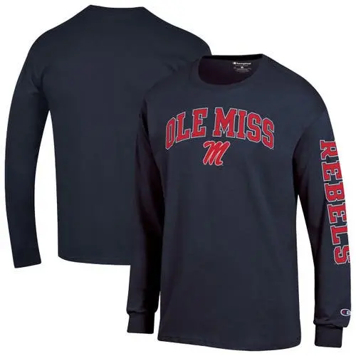 Champion Ole Miss Rebels Arch Over Logo 2-hit Long Sleeve T-shirt - Navy