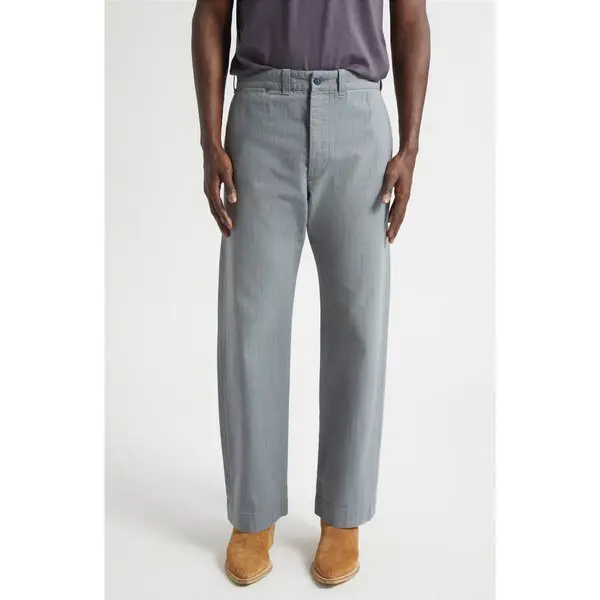 Double Rl Maitland Stripe Flat Front Cotton & Linen Chinos - Faded Navy Stripe