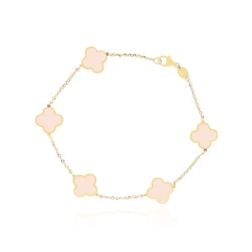 THE LOVERY FINE JEWELRY Small Clover Bracelet - Pink Pearl