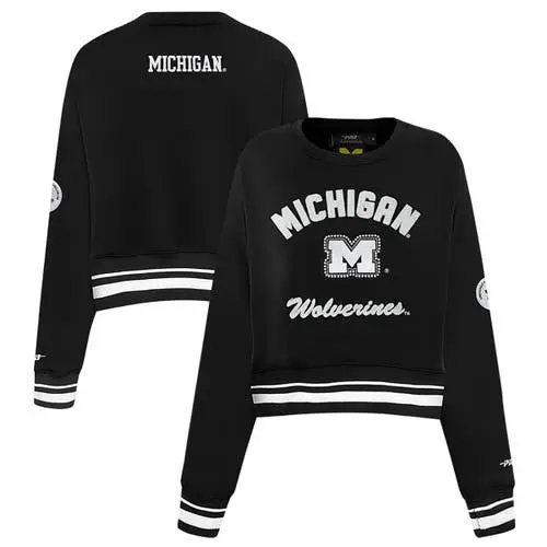 PRO STANDARD Michigan Wolverines Pearl Cropped Pullover Sweatshirt