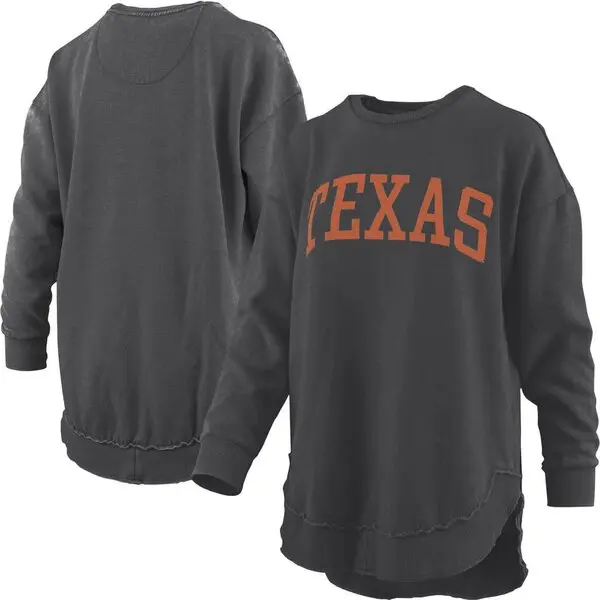 PRESSBOX Texas Longhorns Melange Poncho Fleece Pullover Sweatshirt - Black
