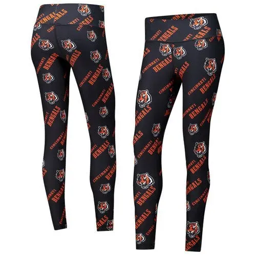 CONCEPTS SPORT Cincinnati Bengals Breakthrough Allover Print Knit Sleep Leggings - Black