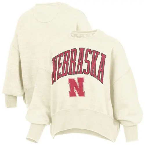 PRESSBOX Nebraska Huskers Crewneck Sweatshirt - Natural