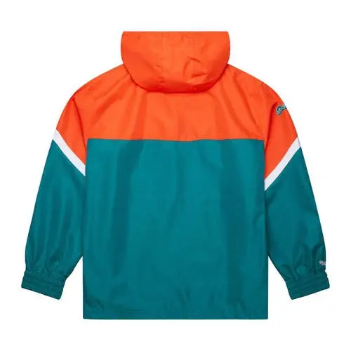 Mitchell & Ness Miami Dolphins Tie Breaker Vintage Logo Lightweight Anorak Half-zip Windbreaker - Orange