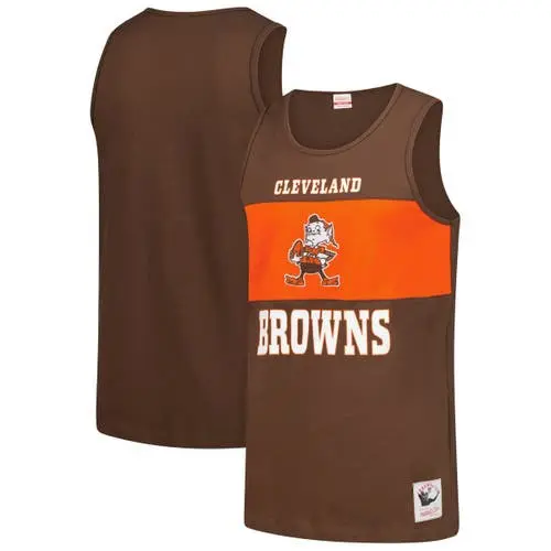 Mitchell & Ness Cleveland S Retro Colorblock Tank Top - Brown