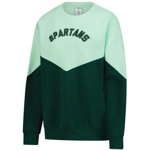 ZOOZATZ Michigan State Spartans Oversized Pullover Sweatshirt