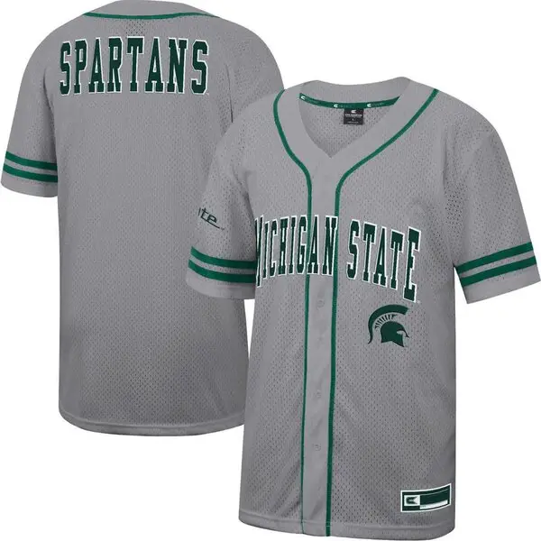 COLOSSEUM Michigan State Spartans Free Spirited Baseball Jersey - Gray