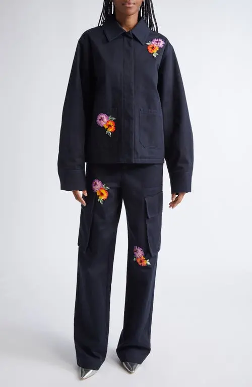 AREA Flower Embellished Chore Jacket