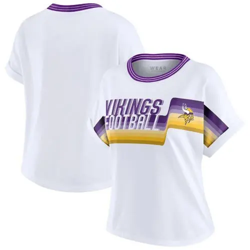 WEAR BY ERIN ANDREWS Minnesota Vikings Cropped Dolman T-shirt - White