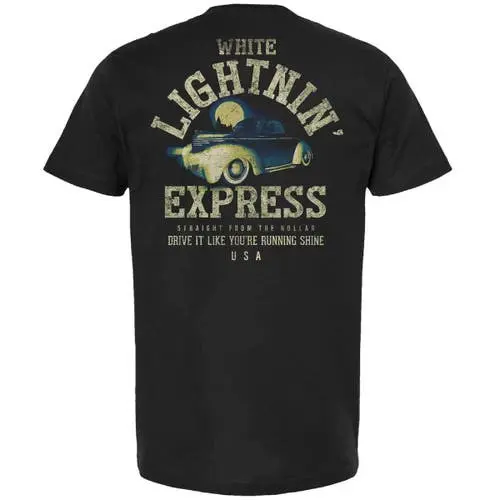 CHECKERED FLAG Sports Nascar White Lightnin' Express T-shirt