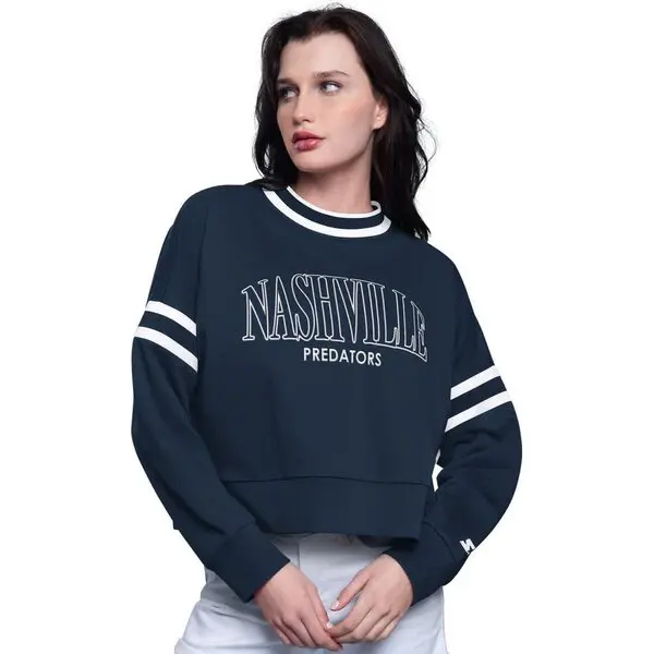 STARTER Nashville Predators Power Play Cropped Pullover Sweatshirt