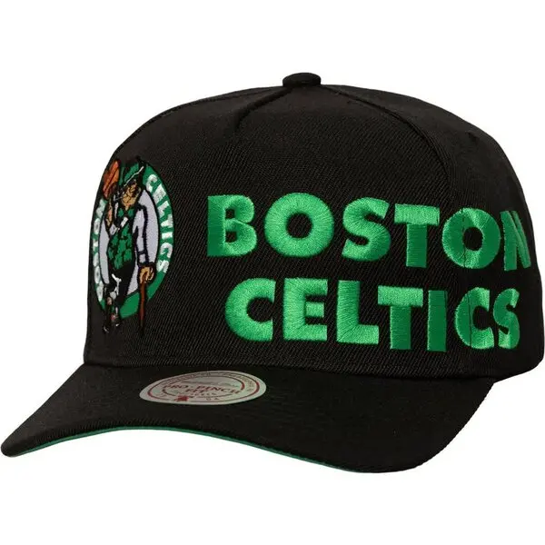 Mitchell & Ness Boston Celtics Busted Logo Wordmark Wrap-around Pro Pinch Adjustable Cap
