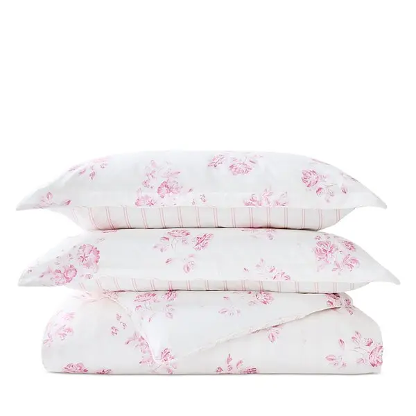 CHRISTY Roses Duvet Cover Set, Full Queen - Pink