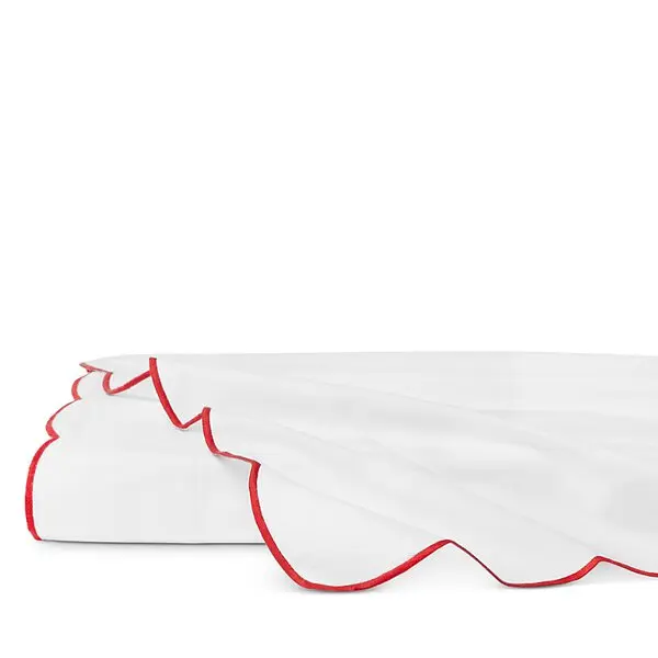 SFERRA Limana Scalloped Flat Sheet, King - White/persimmon