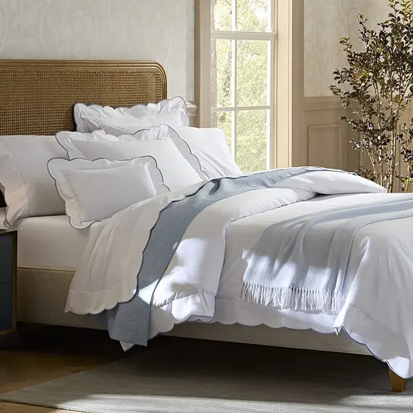 SFERRA Limana Scalloped Flat Sheet, King - White/sea