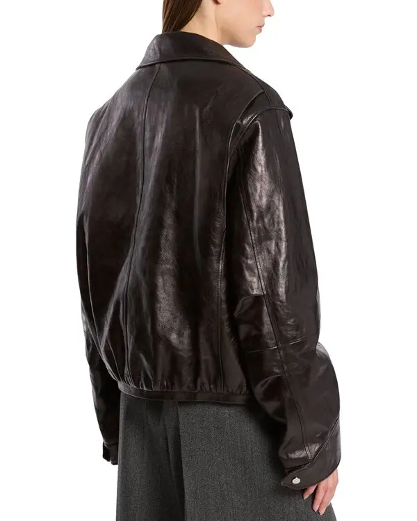 Michael Kors Leather Bomber Jacket