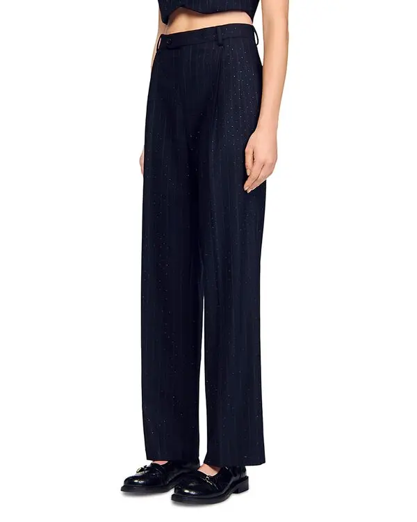 Sandro Striped Rhinestone Trousers