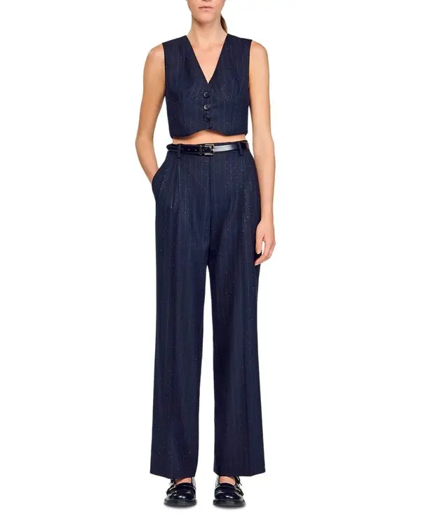 Sandro Striped Rhinestone Trousers