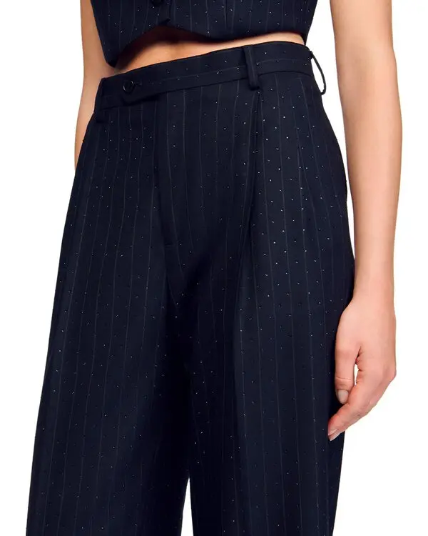 Sandro Striped Rhinestone Trousers