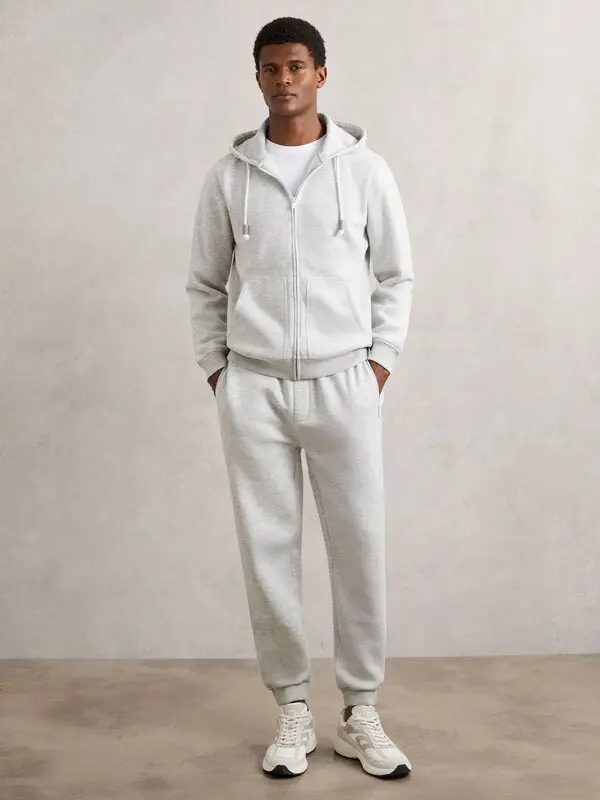 REISS Cotton-blend Zip-through Hoodie - Grey