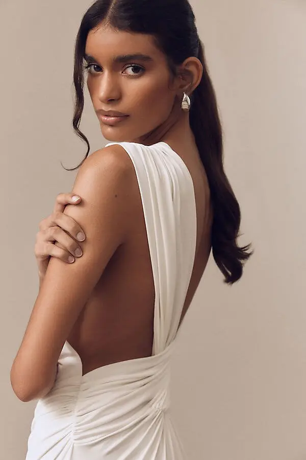 misha cut out dress Collection Solstice Cupro Cutout Maxi - Ivory Asymmetric ruffled dress - YGroup_airabella-lace-mini-dress button back Sleeveless Ruched Length:Top-2.5M Dupatta-2.3M Bottom-2.5M