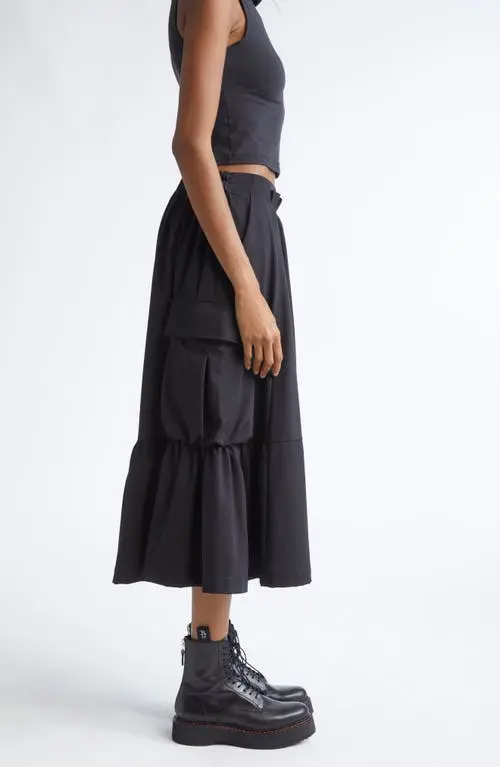 R13 Gathered Cargo Midi Skirt